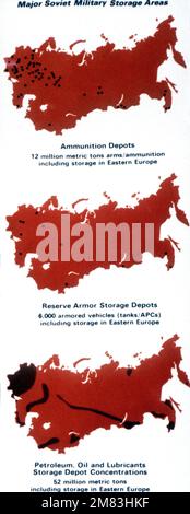 Three separate maps of the Soviet Union showing major military storage ...