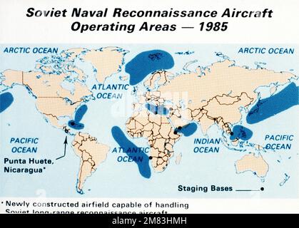 A map showing Soviet naval reconnaissance aircraft operating areas (in ...