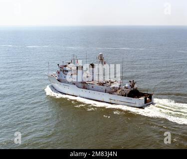 A port quarter view of the ocean surveillance ship USNS STALWART (T ...