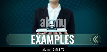 Text caption presenting Examples. Concept meaning photo Sample Model to ...