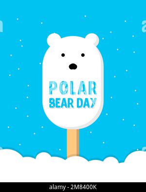 International Polar Bear Day, idea for poster, banner, flyer or postcard. Vector illustration ...