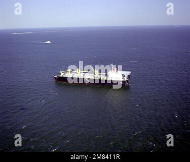 An elevated port quarter view of the maritime prepositioning ship SS ...