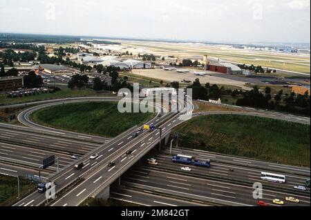 An aerial view of the base's main gate. Base: Rhein-Main Air Base ...