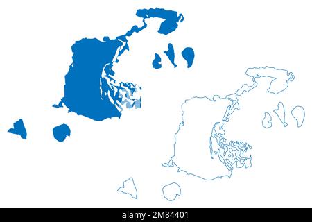 Lake Tengiz (Republic of Kazakhstan) map vector illustration, scribble ...