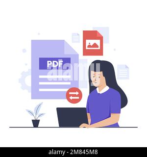 Pdf to doc convert illustration design concept. Illustration for ...