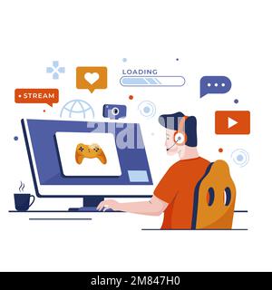 Game streamer illustration design concept. Illustration for websites ...