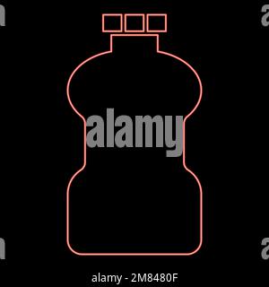 Neon plastic bottle Cleanser red color vector illustration image flat ...