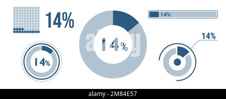 14 fourteen percent vector circle chart, percentage diagram graph for ...