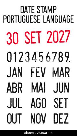Vector illustration of editable dates stamps in French language (days ...