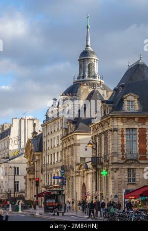Rue du Temple in Sainte-Marie-aux-Mines, located in the Alsace region ...
