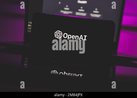 ChatGPT on computer. Chat GPT is artificial intelligence AI chatbot which was launched by OpenAI ...