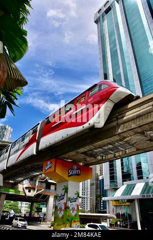 Monorail monorail at Raja Chulan public transport stop in Kuala Lumpur ...