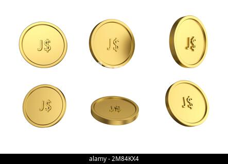 Jamaican dollar JMD currency sign black outline in front view isolated ...