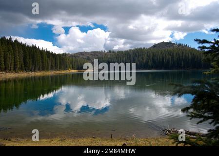 Looking across Leon Lake on Colorado's Grand Mesa Stock Photo - Alamy