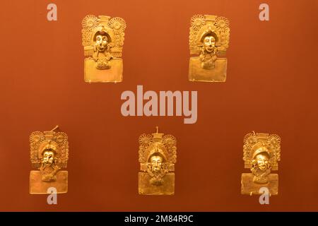 Solid gold pectorals of the Aztec deity Xochipilli or Mixtec deity ...