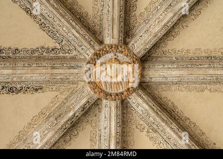 Frescos & ceiling boss in the former convent of Santo Domingo, now the ...