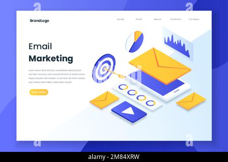 Landing page template of email marketing. Illustration for websites ...