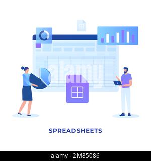Spreadsheets illustration concept. Illustration for websites, landing ...