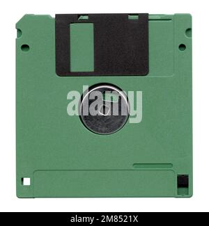 Green diskette isolated on white background Stock Photo - Alamy