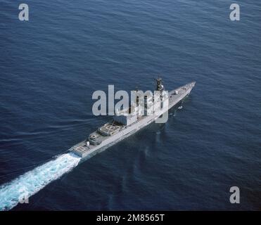 An elevated starboard quarter view of the destroyer tender USS ACADIA ...