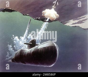 Artist's concept of a Soviet SS-NX-23 ballistic missile being launched ...