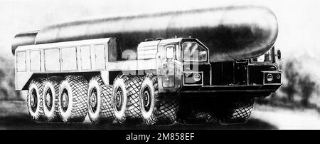 Artist's concept of Soviet SS-20 mobile longer range intermediate-range ...