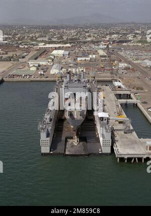 A view of the medium auxiliary floating dry dock USS RESOLUTE (AFDM 10 ...