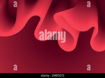 Red fluid wave. Duotone geometric compositions with gradient 3d flow ...