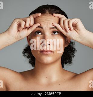 Botox, skincare and black woman with plastic surgery, medical and ...