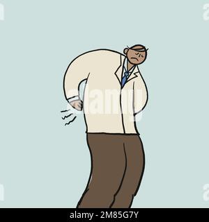 Office syndrome doodle vector, back pain hand drawn character Stock ...