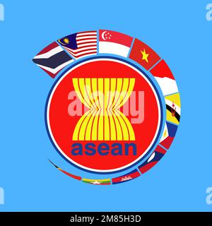 Asean Economic Community flag symbols. Vector illustration Stock Vector ...