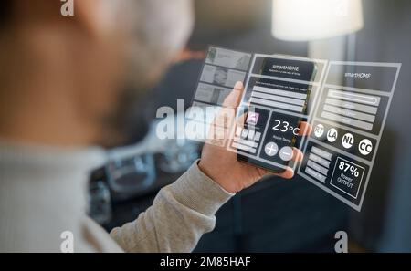 Smart phone remote for smart home hologram technology concept idea ...