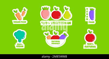 Friuts, vegetables, straberry vegetarion food. Icon on colorful ...