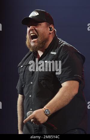 American country music singer Luke Combs in concert in Montreal Stock ...