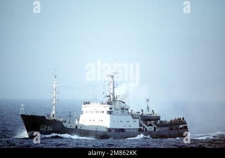 A port bow view of the Soviet Moma class intelligence collector Ekvator ...