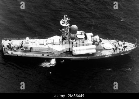A starboard view of the Soviet naval missile range ship KAMCHATKA (SSV ...