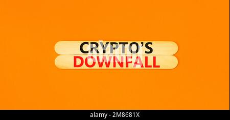 Crypto downfall symbol. Concept words Cryptos downfall on wooden blocks ...