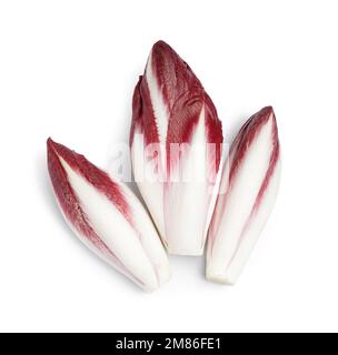 Bunches of fresh red endive on white background Stock Photo - Alamy