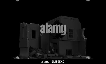 dark destroyed black building. 3d rendering Stock Photo - Alamy