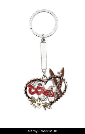 Key rings of various shapes, figures on a white background. Gift for ...