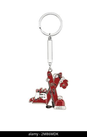 Key rings of various shapes, figures on a white background. Gift for ...