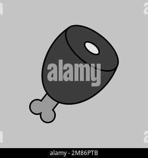 Chicken leg isolated grayscale icon. Farm animal sign. Graph symbol for ...