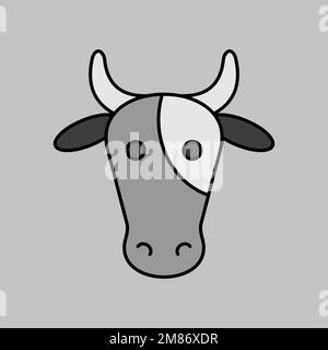 Cow isolated grayscale icon. Animal head. Farm sign. Graph symbol for ...