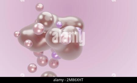 Liquid animated moving white meta ball floating spheres blob drops ...