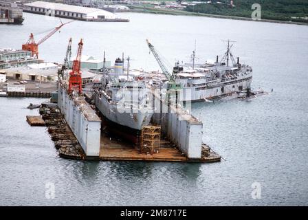 USS Resourceful (AFDM-5) and USNS Spica (T-AFS-9) at Subic Bay Stock ...