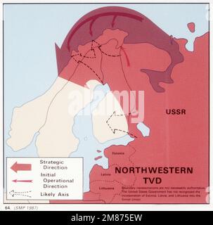 A map depicting likely Soviet strategic and operational routes in the ...