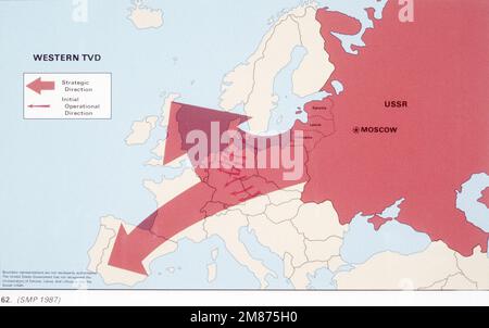 A map depicting likely Soviet strategic and operational routes in the ...