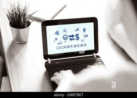Laptop screen displaying a crowdfunding concept Stock Photo - Alamy