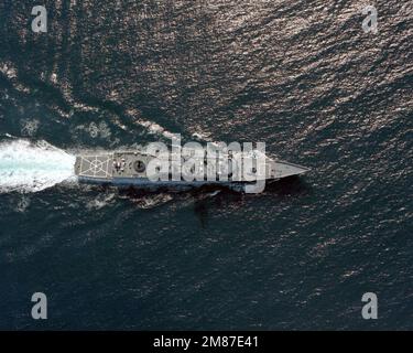 USS Copeland (FFG-25) underway in the Pacific Ocean during sea trials ...