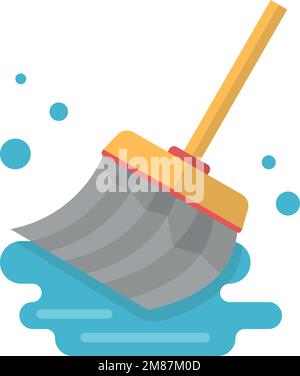 Floor moping icon. Cartoon wet mop cleaning isolated on white ...